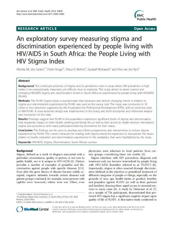 (PDF) An exploratory survey measuring stigma and discrimination ...