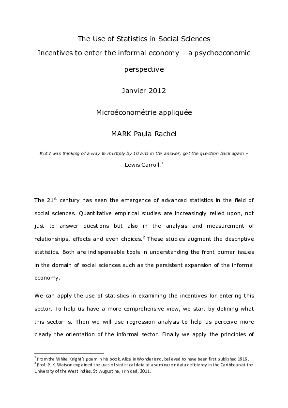 (PDF) The Use of Statistics in Social Sciences