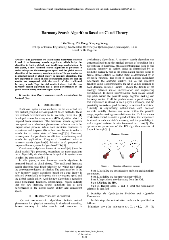 (PDF) Harmony Search Algorithm Based on Cloud Theory