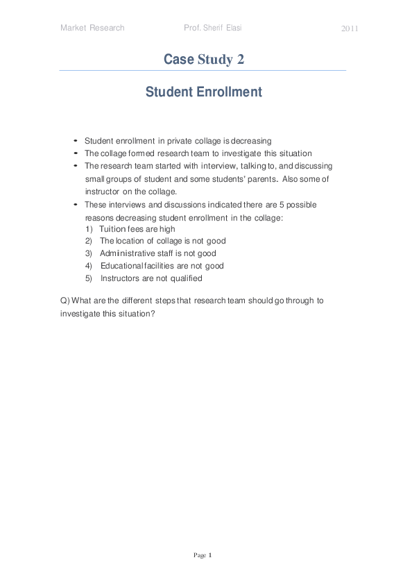 (PDF) Case Study 2 Student Enrollment