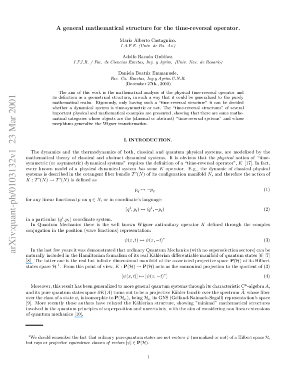 (PDF) A general mathematical structure for the time-reversal operator