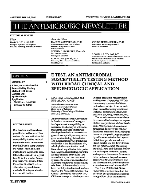 (PDF) E test, an antimicrobial susceptibility testing method with broad ...
