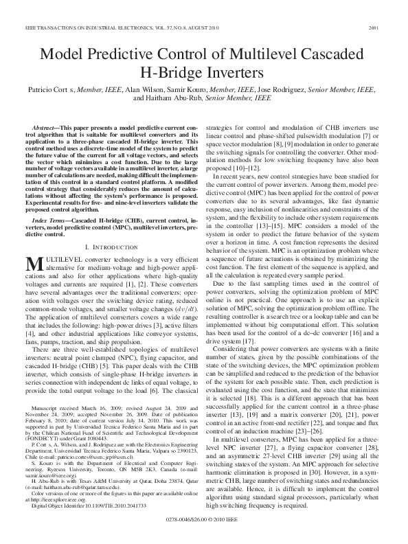 (PDF) Model Predictive Control of Multilevel Cascaded H-Bridge Inverters