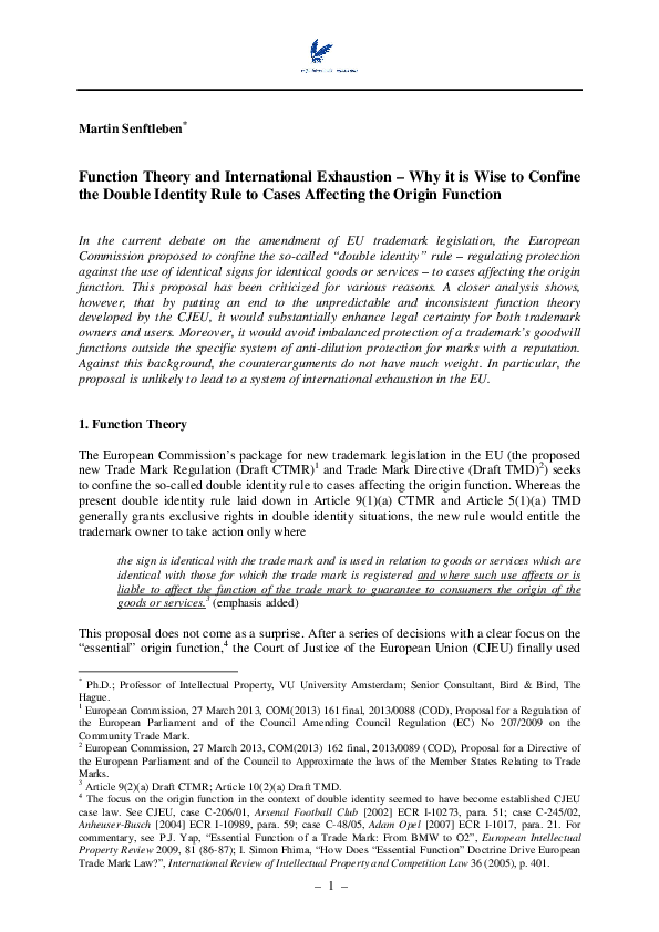 (PDF) Function Theory and International Exhaustion Why it is Wise to ...