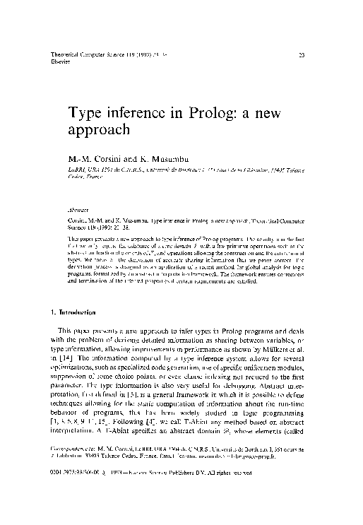 (PDF) Type Inference in Prolog: A New Approach