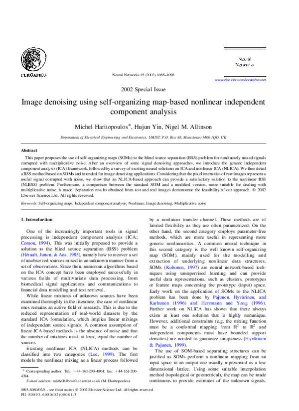 Pdf Image Denoising Using Self Organizing Map Based Nonlinear