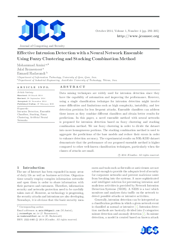 (PDF) Neural Network Ensemble for Intrusion Detection