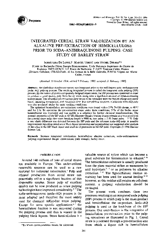 (PDF) Alkaline Hemicellulose Extraction in Pulps