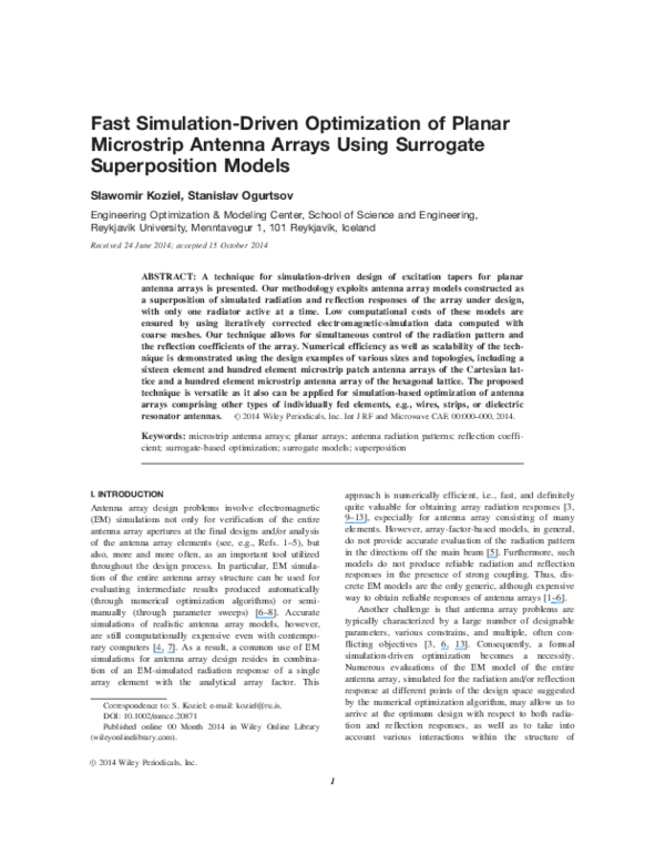 (PDF) Fast simulation‐driven optimization of planar microstrip antenna arrays using surrogate ...