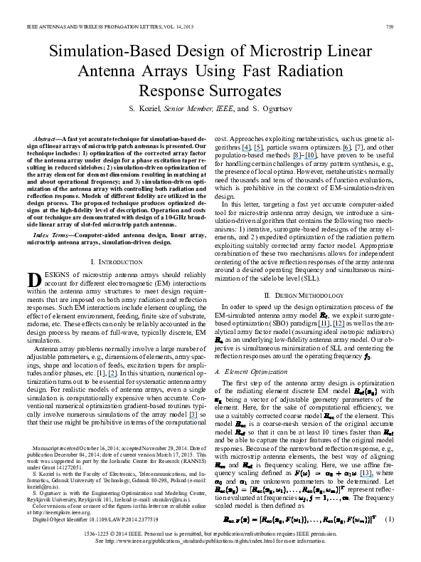 Pdf Simulation Based Design Of Microstrip Linear Antenna Arrays Using
