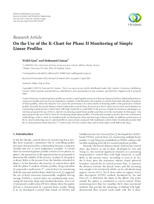 Pdf On The Use Of The K Chart For Phase Ii Monitoring Of Simple