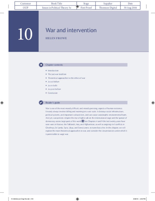 (PDF) War and Intervention (Blackwell Handbook of Political Theory ...