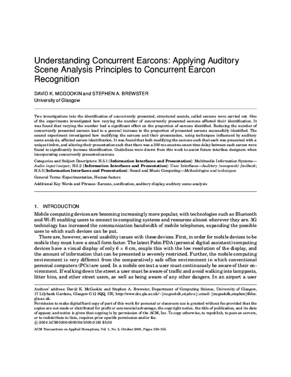 (PDF) Understanding concurrent earcons: Applying auditory scene ...