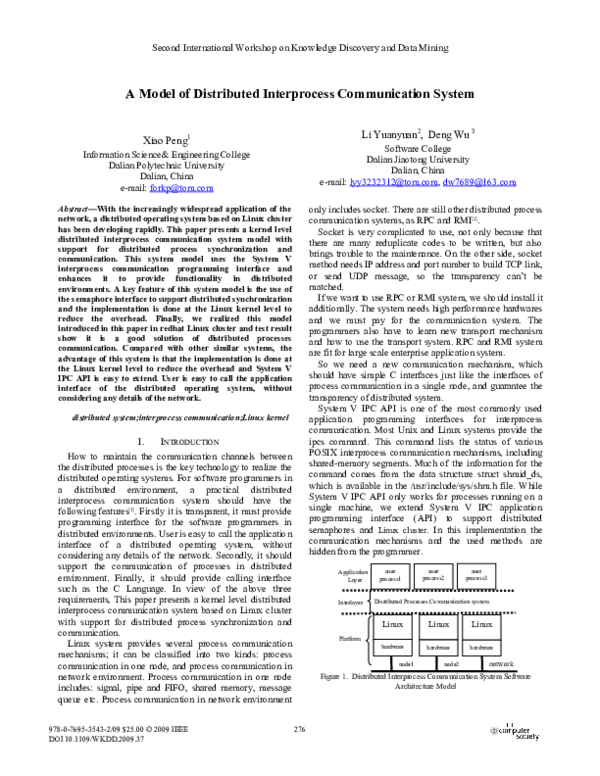 Pdf A Model Of Distributed Interprocess Communication System