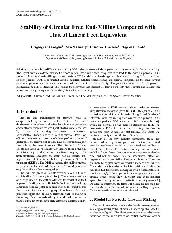 (PDF) Stability of Circular Feed End-Milling Compared with That of ...