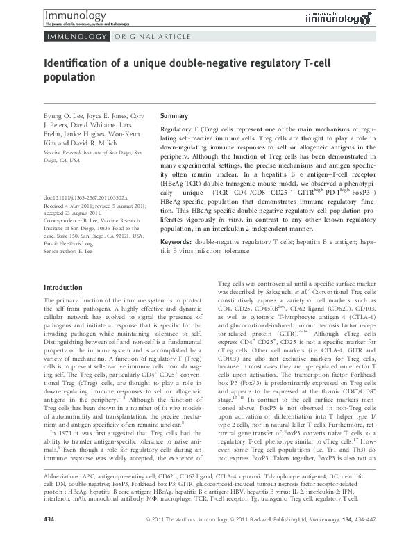 (PDF) Identification of a unique double-negative regulatory T-cell ...