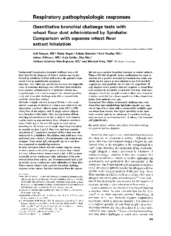 (PDF) Quantitative bronchial challenge tests with wheat flour dust ...