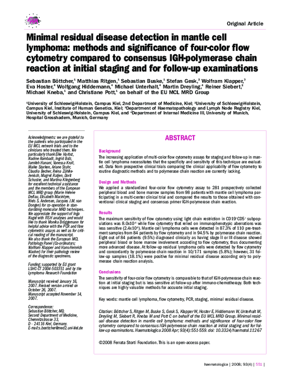 (PDF) Minimal residual disease detection in mantle cell lymphoma ...