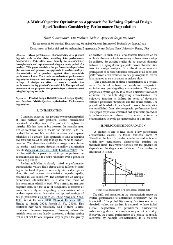 Pdf A Multi Objective Optimization Approach For Defining Optimal Design Specifications