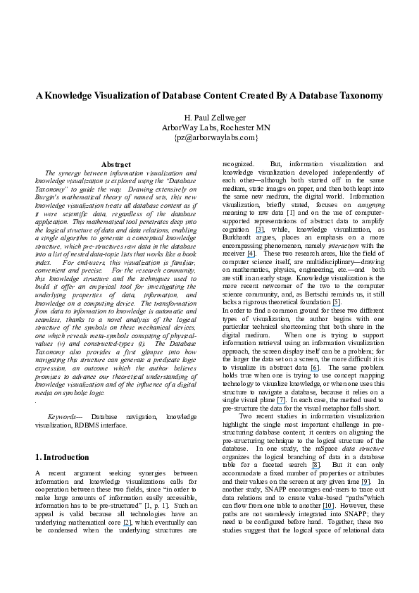 (PDF) A Knowledge Visualization of Database Content Created by a ...