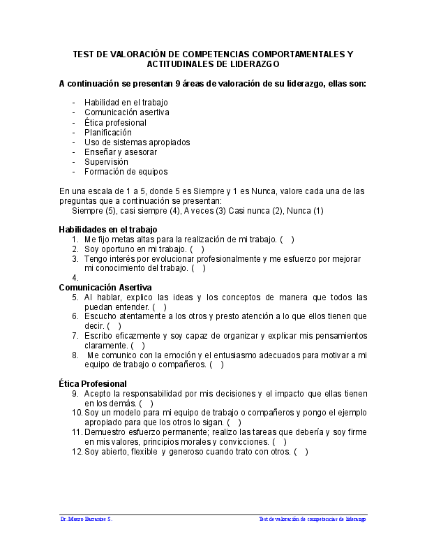 (DOC) Test de valoración de competencias comportamentales y ...