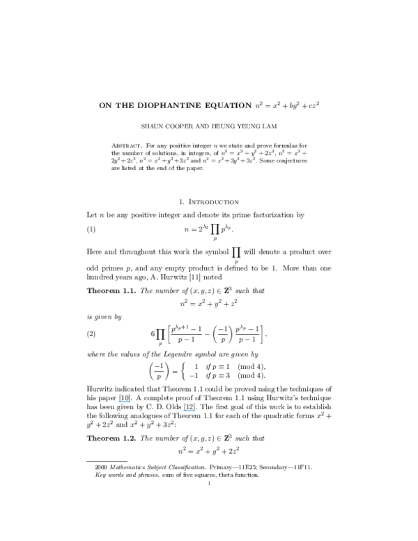 (PDF) On the Diophantine equation