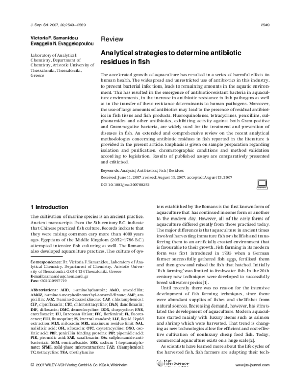 (PDF) Analytical strategies to determine antibiotic residues in fish