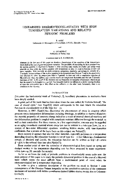 (PDF) Linearized thermoviscoelasticity with high temperature variations ...