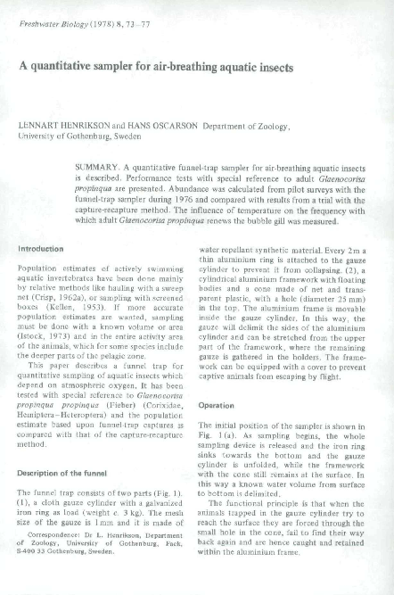 (PDF) A quantitative sampler for air-breathing aquatic insects