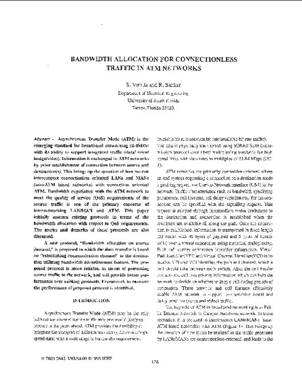 Pdf Bandwidth Allocation For Connectionless Traffic In Atm Networks