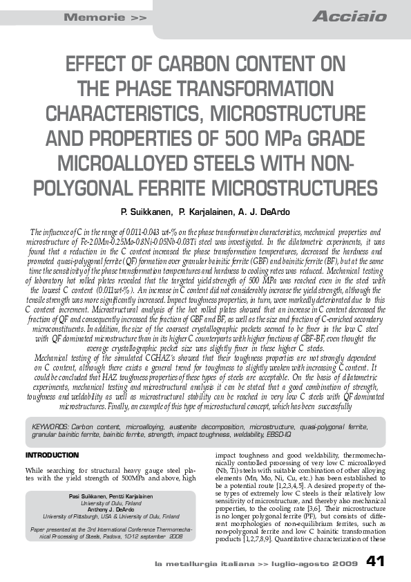 (PDF) Effect of carbon content on the phase transformation characteristics, microstructure and ...