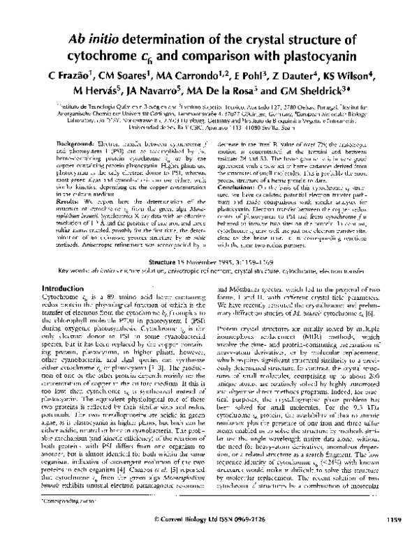 Pdf Ab Initio Determination Of The Crystal Structure Of Cytochrome C