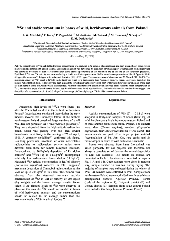 (PDF) Sr and stable strontium in bones of wild, herbivorous animals ...