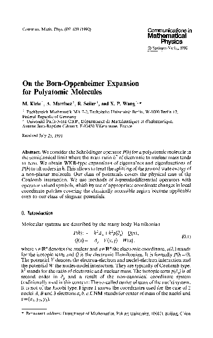 (PDF) On the Born-Oppenheimer expansion for polyatomic molecules