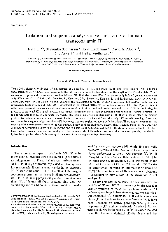 (PDF) Isolation and sequence analysis of variant forms of human ...
