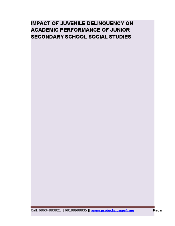 (DOC) IMPACT OF JUVENILE DELINQUENCY ON ACADEMIC PERFORMANCE OF JUNIOR ...