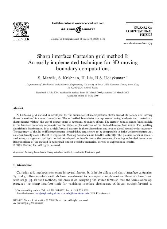 Pdf Sharp Interface Cartesian Grid Method I An Easily Implemented 6900