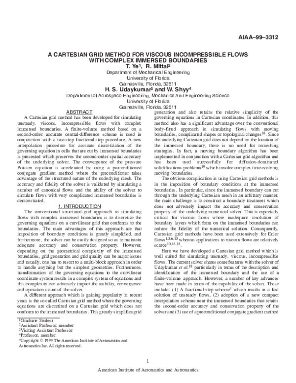 Pdf An Accurate Cartesian Grid Method For Viscous Incompressible Flows With Complex Immersed