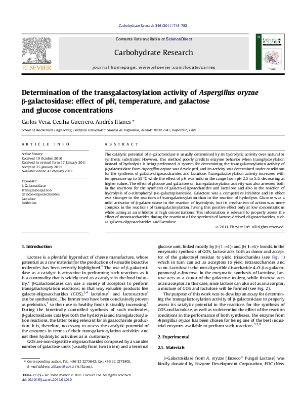 (PDF) Determination of the transgalactosylation activity of Aspergillus ...