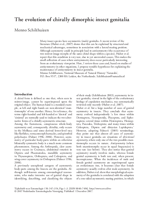 (PDF) The evolution of chirally dimorphic insect genitalia