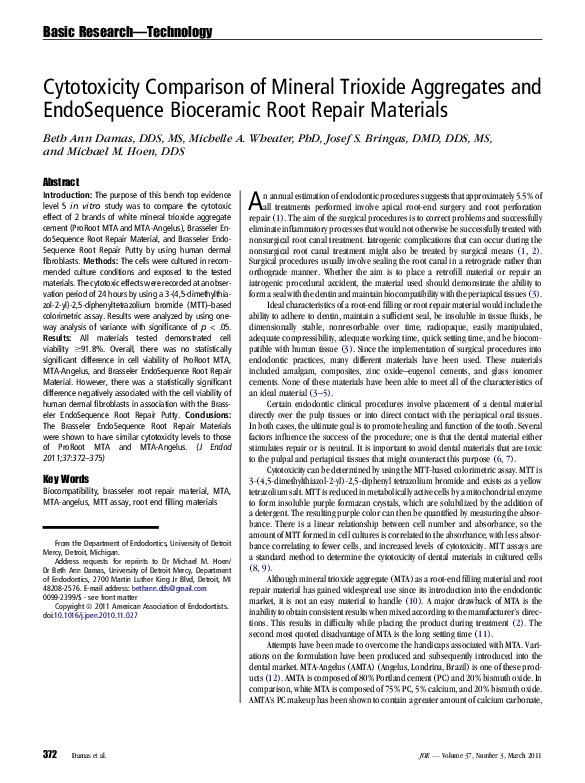 (PDF) Cytotoxicity Comparison of Mineral Trioxide Aggregates and ...