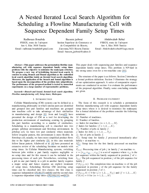 Pdf A Nested Iterated Local Search Algorithm For Scheduling A