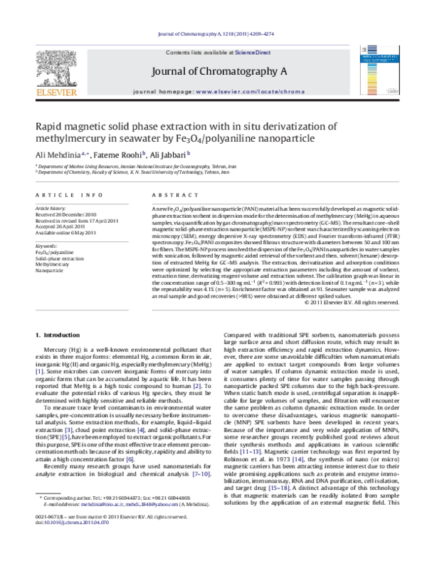 (PDF) Polyaniline-coated Fe3 O4 nanoparticles: An anion exchange magnetic sorbent for solid ...