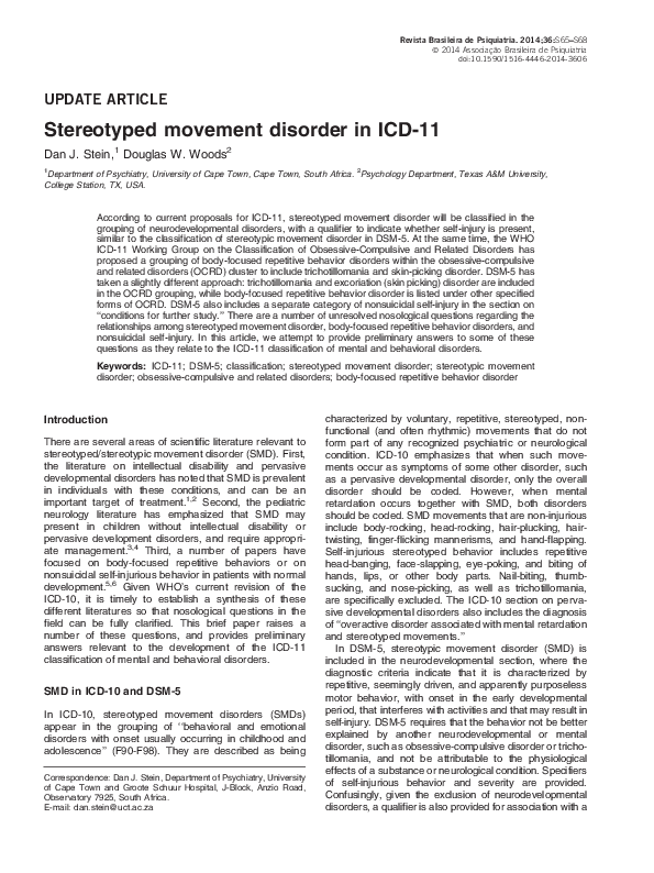 (PDF) Stereotyped movement disorder in ICD-11