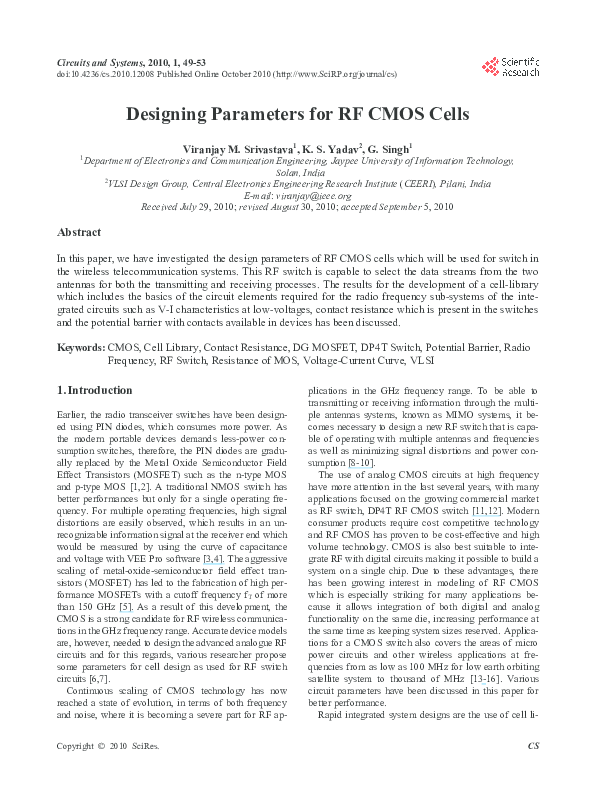 (PDF) Designing parameters for RF MOS cells