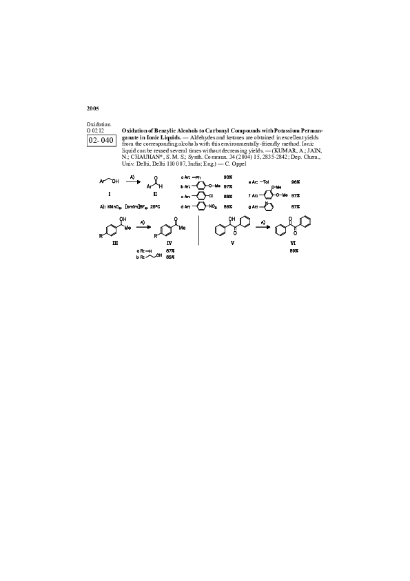(PDF) Oxidation of Benzylic Alcohols to Carbonyl Compounds with ...