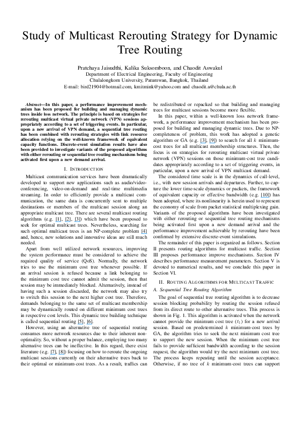 (PDF) Study of Multicast Rerouting Strategy for Dynamic Tree Routing