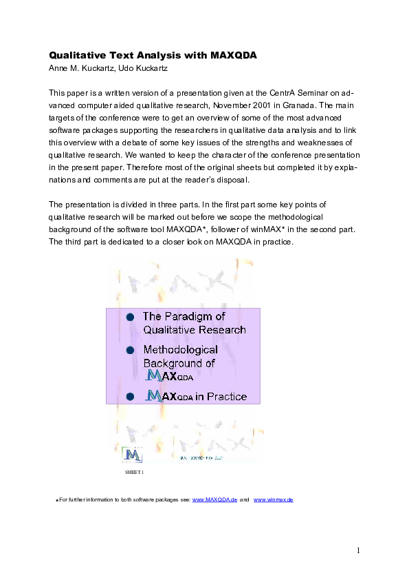 (PDF) Qualitative Text Analysis with MAXQDA