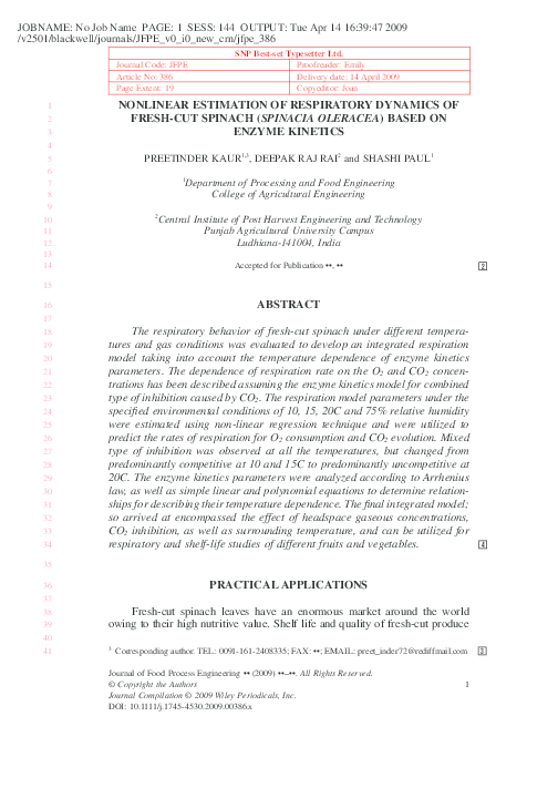 (PDF) Method for Determining the Respiration Rate of Horticultural Produce Under Hyperbaric ...