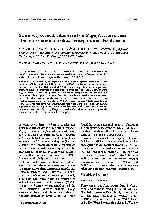 (PDF) Sensitivity of MRSA & MSSA to Different Antiseptics & Disinfectants | shouvanik adhya ...